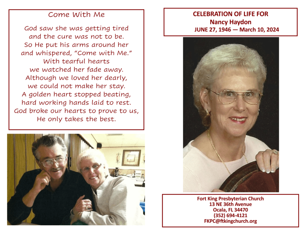 Remembering Nancy Jane Haydon, a beloved member of the Fort King ...